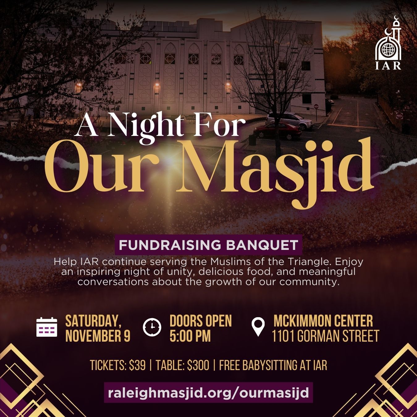 A Night for Our Masjid | IAR 2024 Fundraising Banquet - Islamic ...